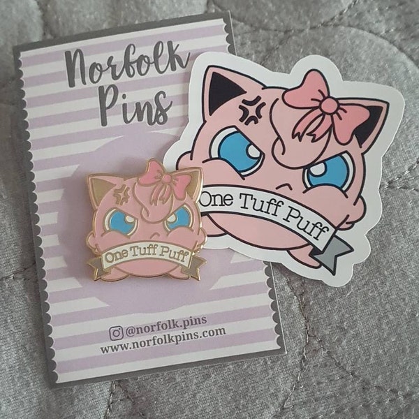 One Tuff Puff Hard Enamel Pin // Motivational Jigglypuff // 30mm Wide ...