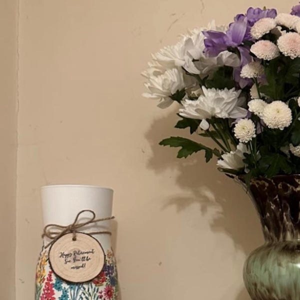 Personalised Retirement Vase, Sunflower Vase, Retirement Gift for Women ...