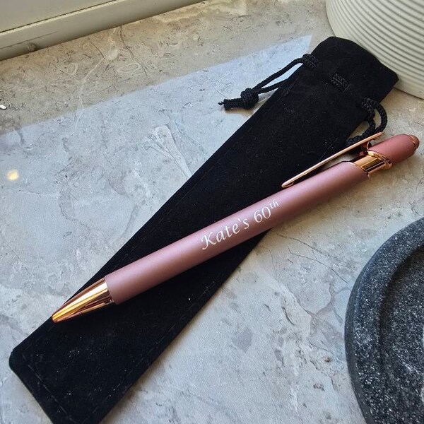 Personalised Gold and Black Retractable Ballpoint Pen, Gift for Him ...