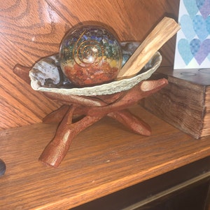 Wooden Shell Tripod Display Stand Hand Carved Base for Abalone Shell ...