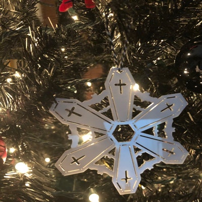 Coffin and Bats Snowflake Ornament, Laser Cut Acrylic Christmas ...