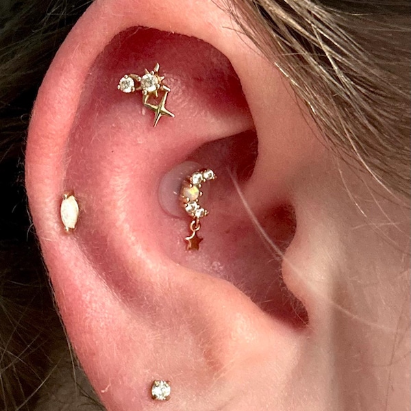 14k Solid Gold Snake Helix Daith Rook Conch Ring Septum Hoop Snake ...