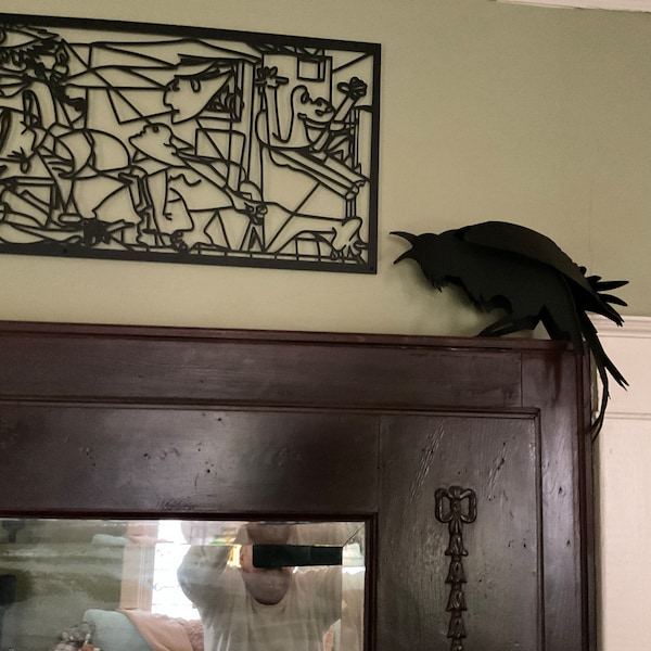 Free Shipping Iron Raven Garden Sculpture. Heavy Welded Steel Crow ...