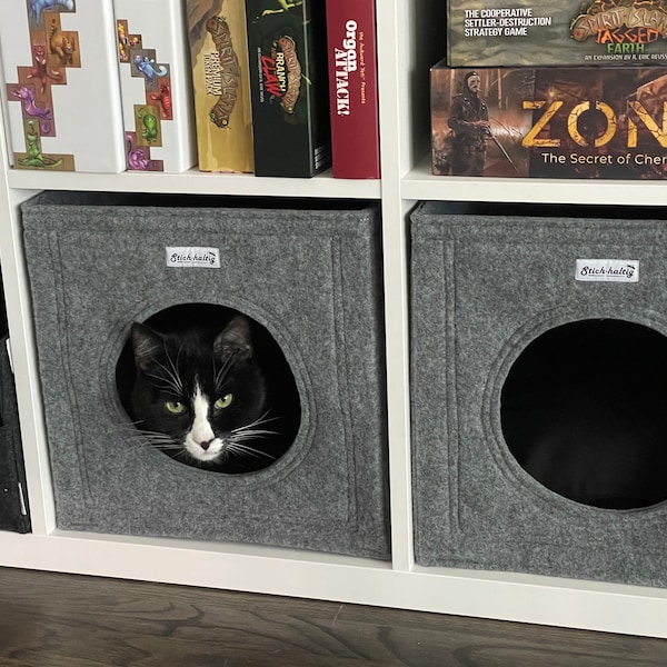 Felt Cat Cave Fits Into Ikea Kallax, Felt Cat Bed, Cat House, Pet Bed ...