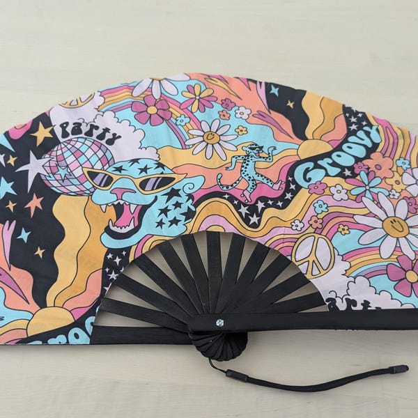 Daisy Bloom Fan / Large Fan / Rave Accessories / Hand Fan / Rave Hand Fan / Clacking Fan / EDM ...