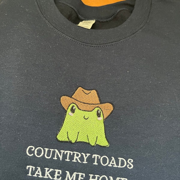 Cowboy Frog Embroidered Sweatshirt: Funny Western Unisex Sweater - Etsy