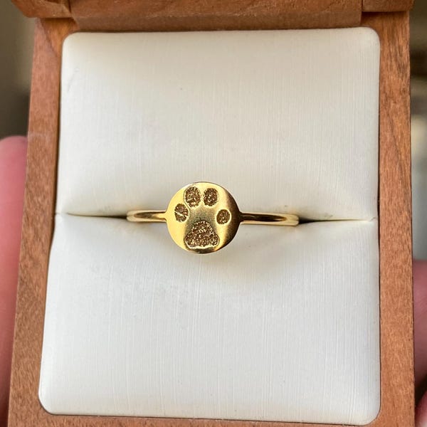 Pet Memorial Gift | Custom Paw Print Ring | Engraved Pet Print Jewelry ...