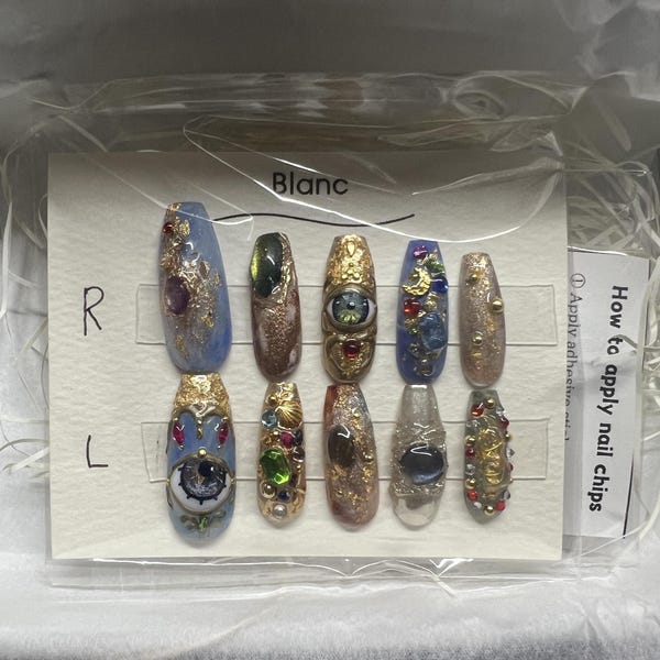 Handmade Press on Nail Chip | Handpainted Gel Nails Design - Etsy