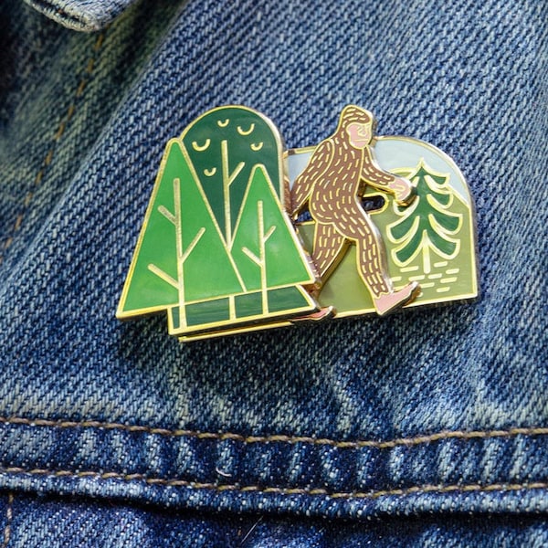 Sasquatch Sliding Enamel Pin - Etsy