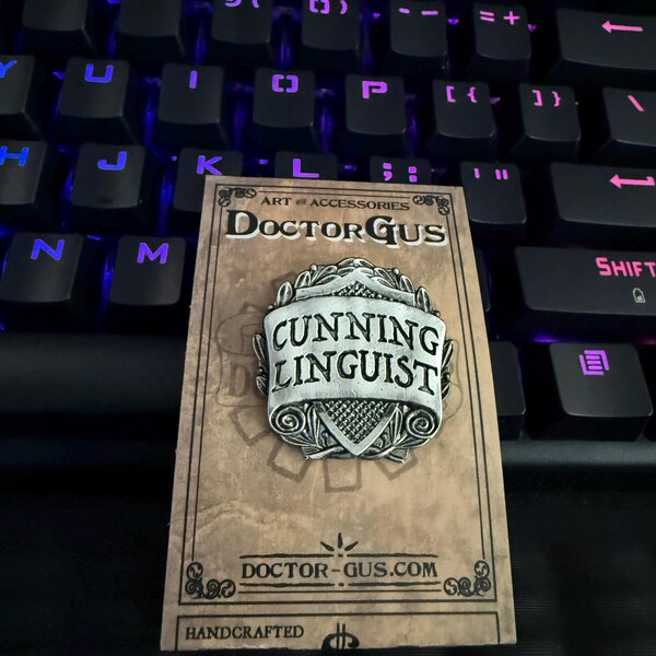 Cunning Linguist Badge - RPG Character Class Status Pin - Handcrafted ...