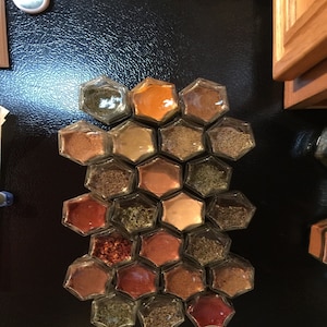 Magnetic Spice Rack by Gneiss Spice 24 Small Empty Hexagon Glass Jars ...