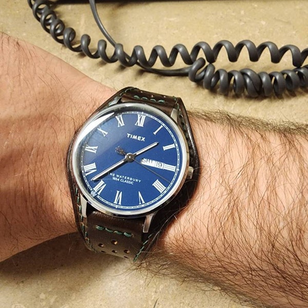 Racing Style Leather Bund Strap 20mm 22mm Bund Rally Holes Watch Band ...