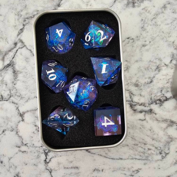 Cosmic Starlight DND Dice , Galaxy Space Sharp Edge Dice Set,blue ...