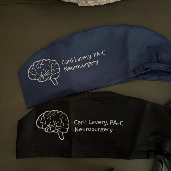Embroidery Neurosurgery Scrub Cap, Personalized Scrub Cap Brain Scrub ...