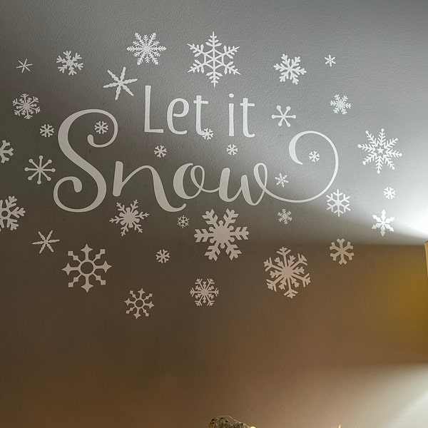 Let It Snow With Snowflakes Winter Christmas Holiday Vinyl Lettering ...