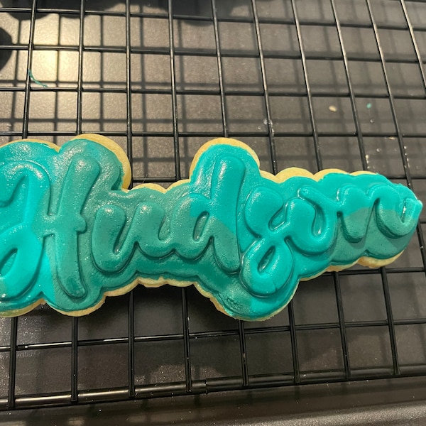 Script Name Cookie Cutter & Fondant Stamp, Debosser, Custom Cookie ...