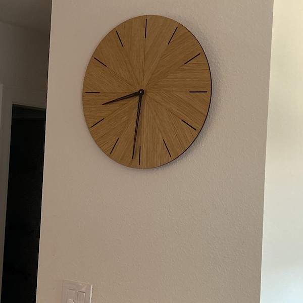 Modern Large Wall Clock, Oak Clock, Wood Veneer Numerals, Clock for ...