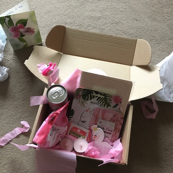 Pink Pamper Box for Her, Hug in a Box, Pink Gift Box for Women, Care ...