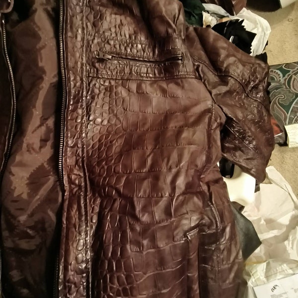 Green Alligator Embossed Leather Jacket, Men's Luxury Motorcycle Leather Jacket Party Jacket ...