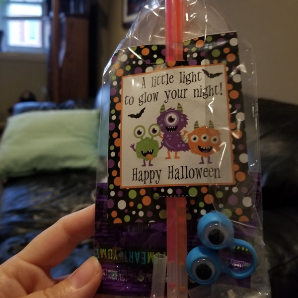 Printable A Little Light to Glow Your Night. Monster Glow Stick Cards ...