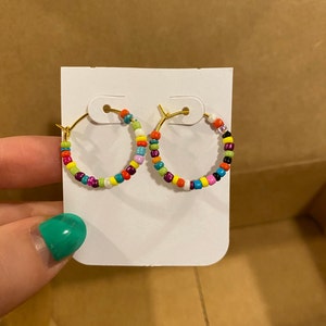 Beautiful Multi Colored Hoops Colorful Small Beaded Earrings Amazing ...