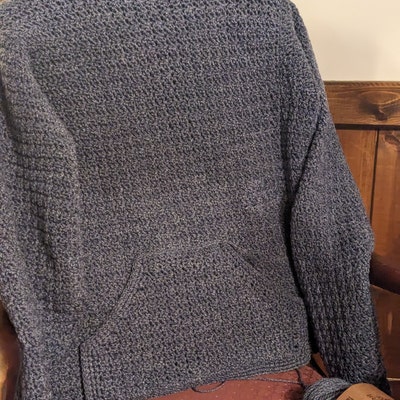 Men's Crocheted Hoodie Hood Sweater With Pockets 42 50 CROCHET PATTERN ...