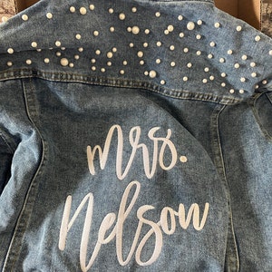 Embroidered Pearl Bride Jean Jacket - Etsy