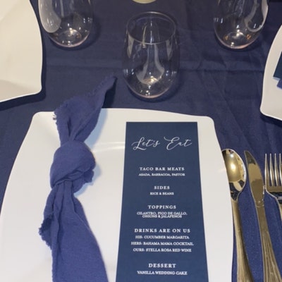 Navy Blue Wedding Menu Cards Printed Wedding Menus Menus for Reception ...
