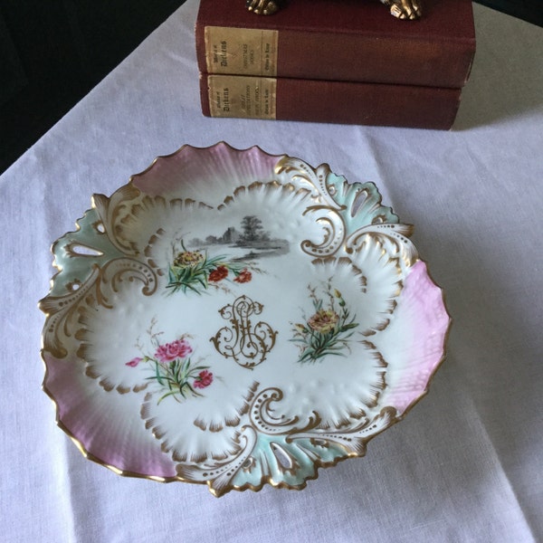 22pc Antique Pink Minton Dinnerware Set W Raised Encrusted Gilded Rims ...