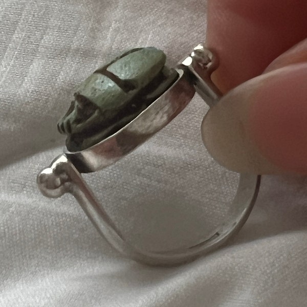 Egyptian Silver Scarab Ring: Hinged Soapstone Amulet - Etsy