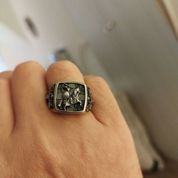 Sterling Silver Alexander the Great Coin Ring, Archaic Ring With ...