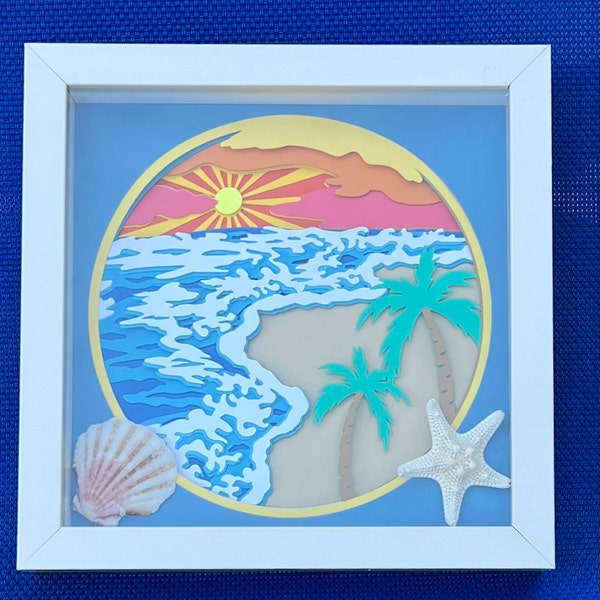3d Beach Shadow Box Svg 3d Beach Svg 3d Layered Svg Files for Cricut ...