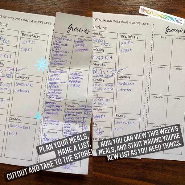 Horizontal Weekly Meal Planner Printable, Weekly Menu Planner Printable ...
