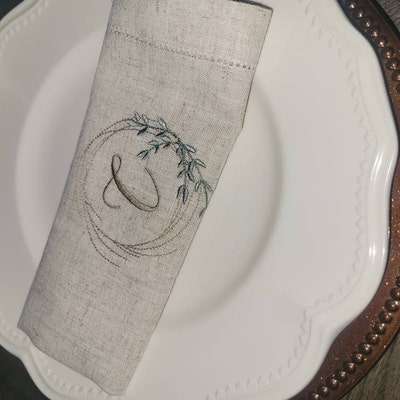 Monogrammed Embroidered Napkin Set, Monogram Napkin, Minimalist Napkin ...