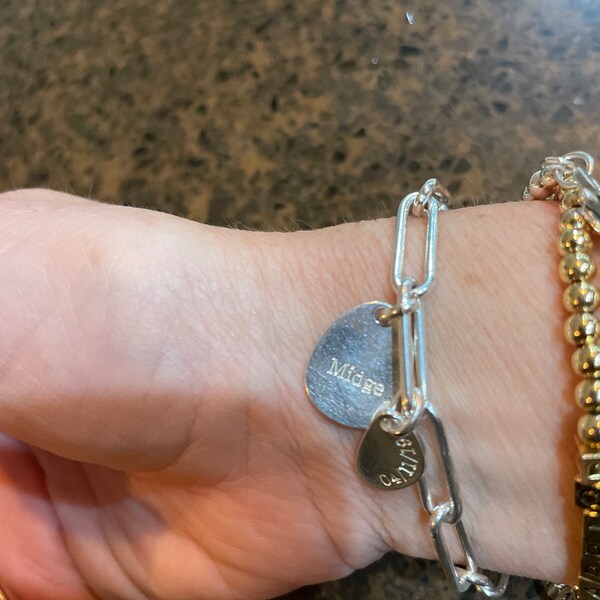 Engraved Charm Bracelet With Drop Pendants and Diamonds • Personalized ...