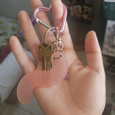 Gummy Worm Keychains 2.5 in Single-sided Kawaii Charm Transparent ...