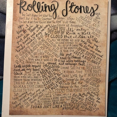 Rolling Stones Lyrics and Quotes 8x10 Handdrawn and - Etsy