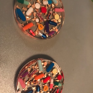 4 Inch Resin Pill Coasters Set of TWO Glitter Pill Coaster | Etsy