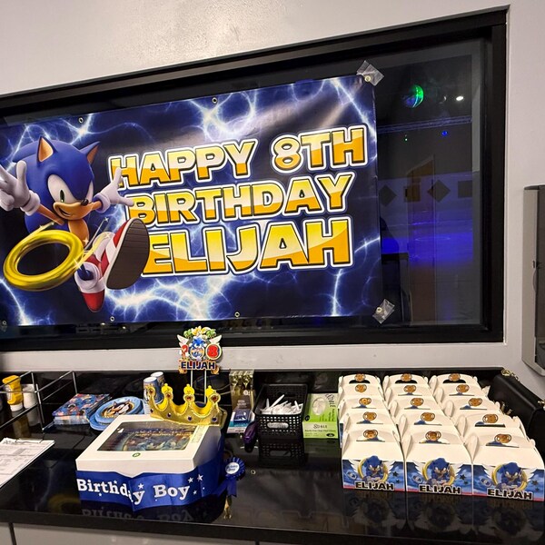 Sonic Birthday Party Backdrop Sonic Hedgehog Birthday Banner Custom ...