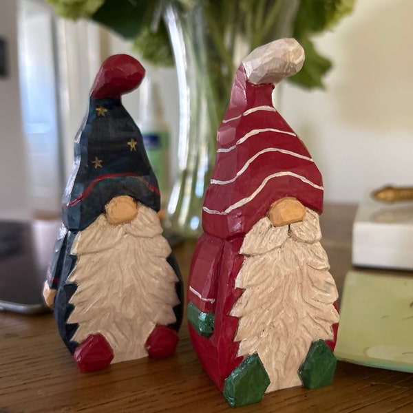 Hand Carved Wooden Folk Art Triangle Santa Claus Figure - Etsy