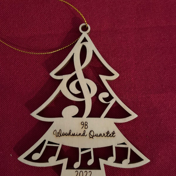 Personalized Wooden Christmas Tree Ornament, Musician Gift, Music ...