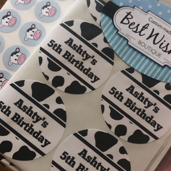 Cow Kiss Stickers, Farm Party Decor, Cow Print, Cow Pattern, 1st ...