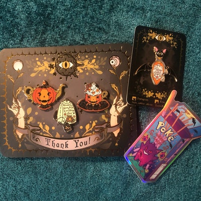 SPOOKY TEA SET Mini Enamel Pins. Hard Enamel Pin. Witchy Pin. Teapot ...