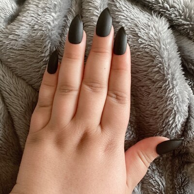 Black Matte and Gloss Fake Nails, Faux Nails, Gloss Tips, French Tips ...
