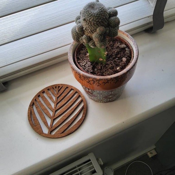 Set of 4 Leaf Pattern Wooden Coasters - Etsy