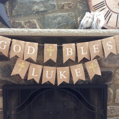 God Bless Banner, First Communion Banner, Christening Banner, Baptism ...