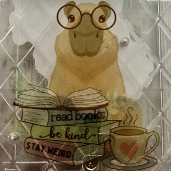 Capybara Reading Sticker, Book Lover Sticker, Cute Capybara Sticker ...