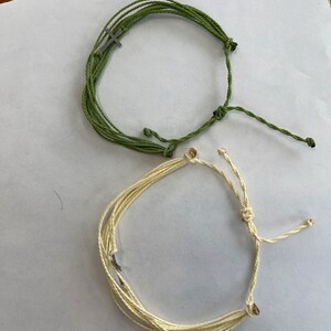 Multi-string Christian Cross Bracelet Waterproof & Adjustable Wax ...