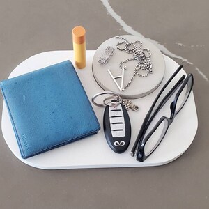 White Concrete Asymmetric Tray Large Catchall Tray Desk Organizer ...