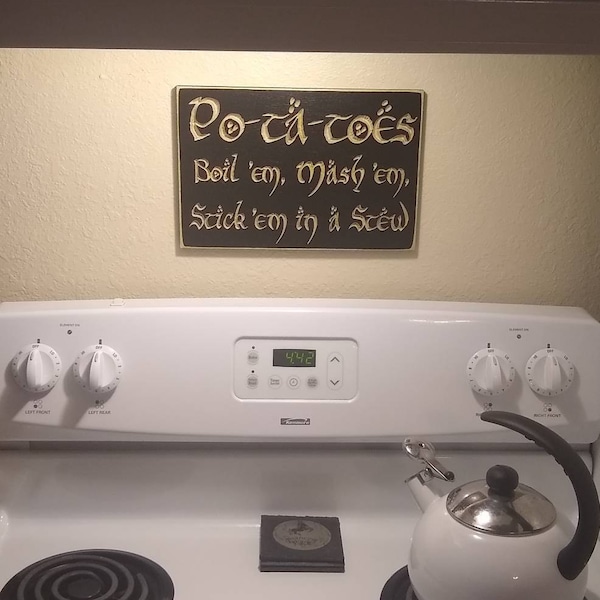 Potatoes Taters Engraved Wood Sign Hobbit Meals Menu Lord of the Rings ...